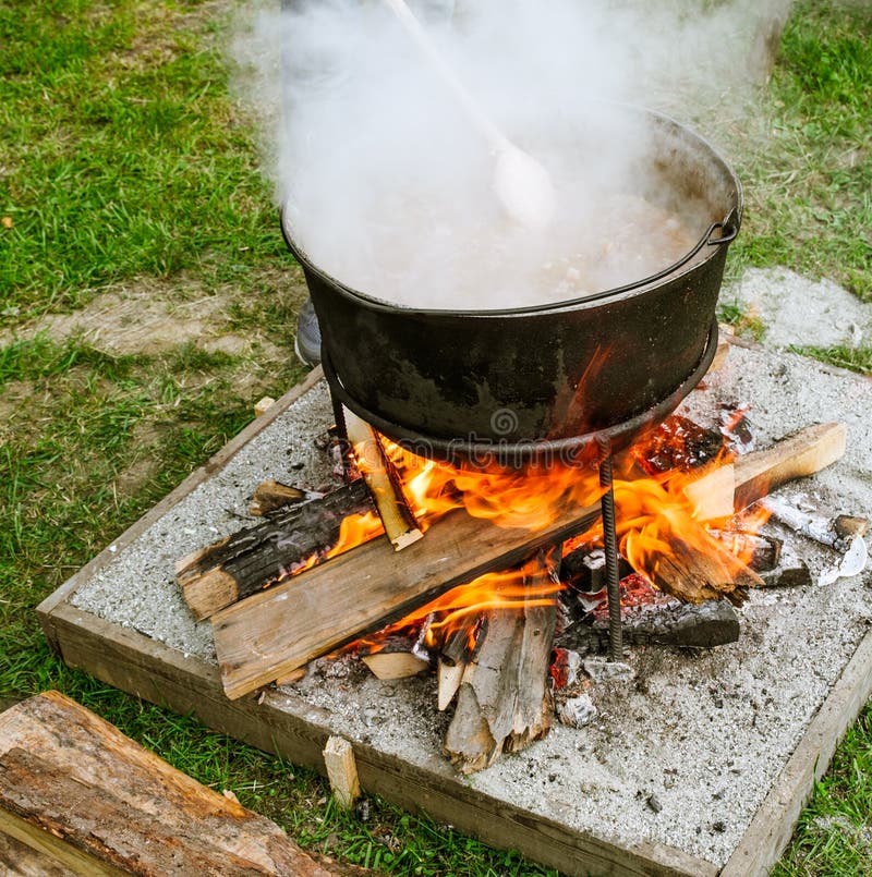 Romanian Traditional Food Prepared at the Cauldron on the Open Fire ...