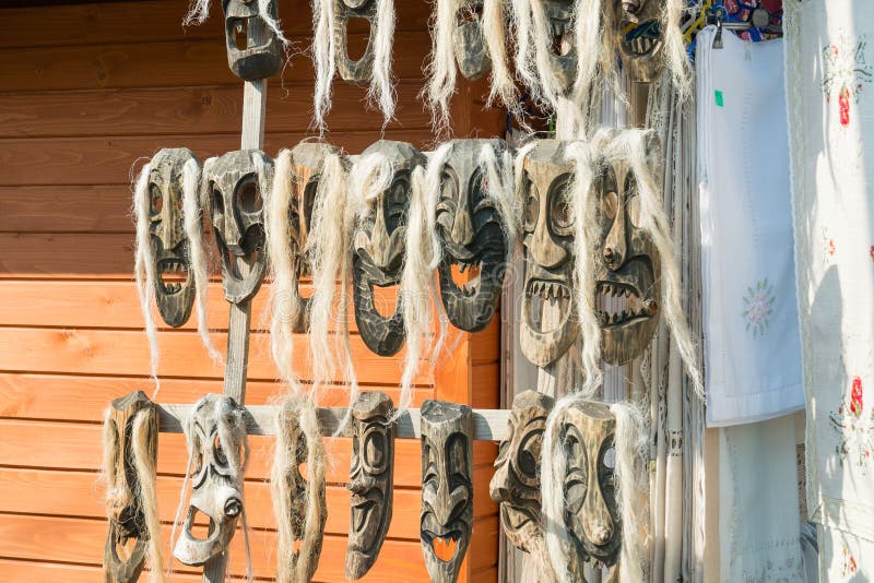 Romanian traditional masks stock photo. Image of wall - 58864566