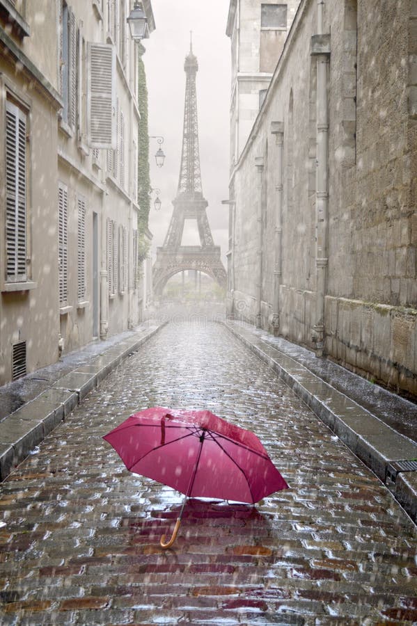 Romantic Alley on a Rainy Day. Stock Photo - Image of place, cloud ...
