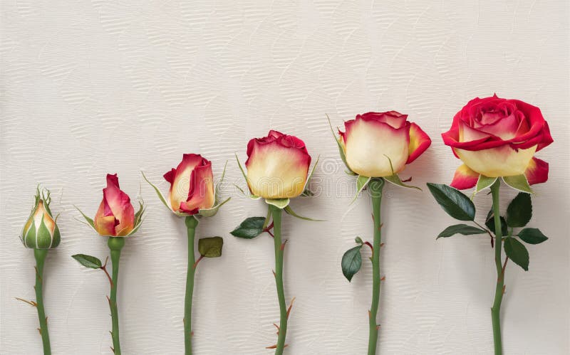 Generative-AI, Rose Blooming in Stages Animated Sequence for Valentine ...