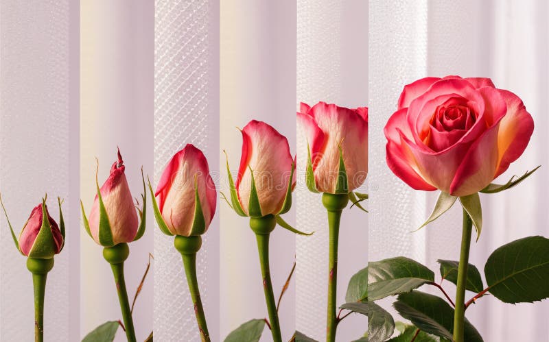 Generative-AI, Rose Blooming in Stages Animated Sequence for Valentine ...