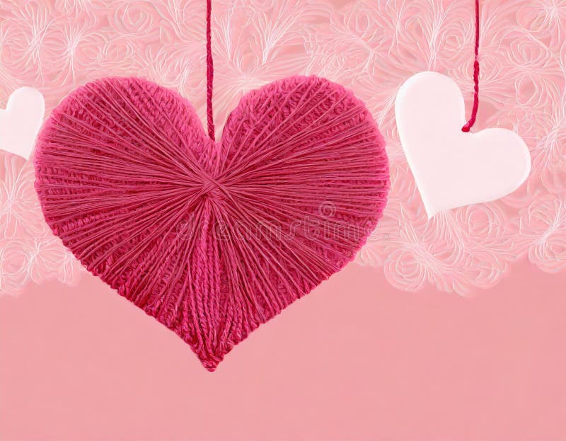 Romantic Backdrop of Hanging Threaded Heart, AI Generated Stock ...