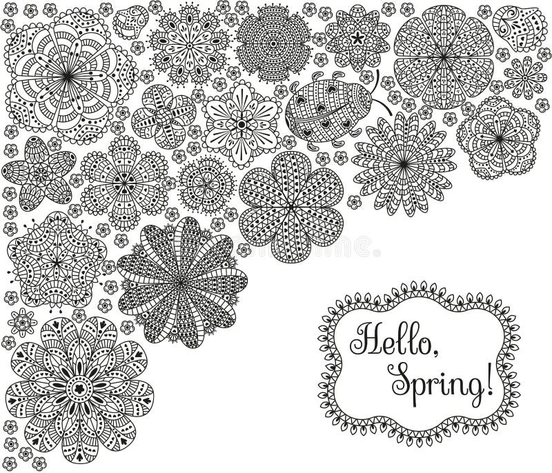 Romantic Background with Flowers and Ladybug Stock Vector ...