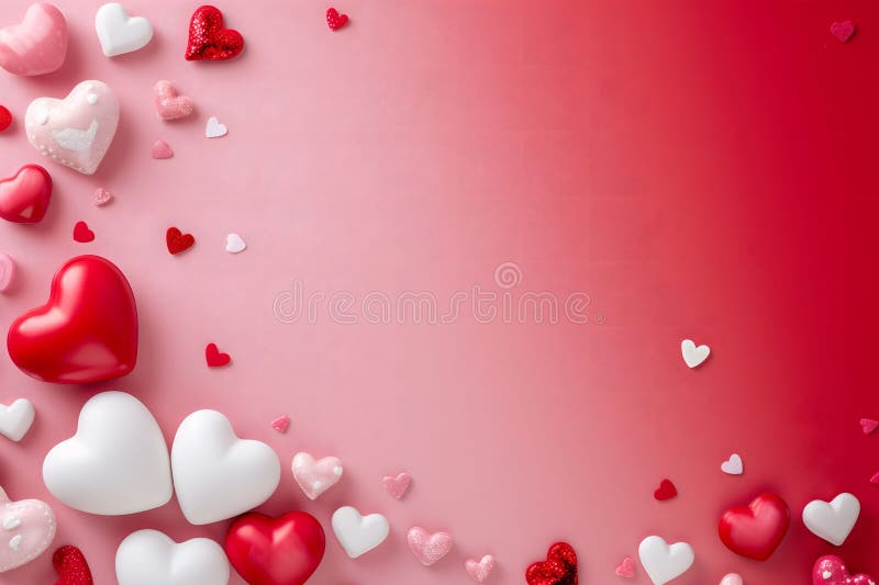Romantic Background with Multiple Hearts on a Pink Red Gradient. AI ...