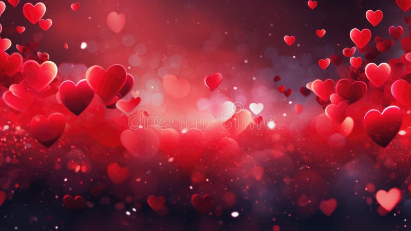 Romantic Background with Red Silk Hearts, Abstract Illustration Stock Illustration ...