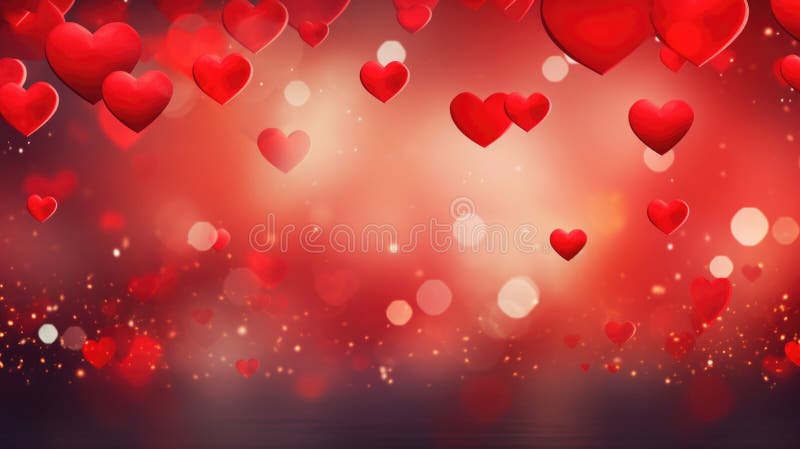 Romantic Background with Red Silk Hearts, Abstract Illustration Stock ...