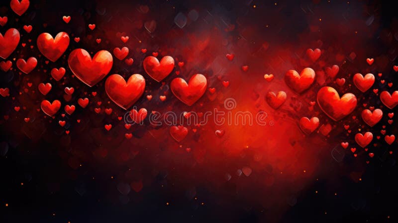 Romantic Background with Red Silk Hearts, Abstract Illustration Stock ...