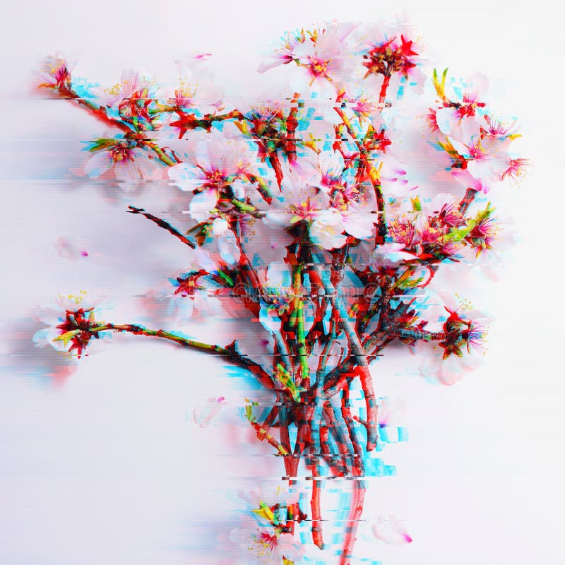 Spring Flowers in a Glitch Effect Stock Photo - Image of abstract ...