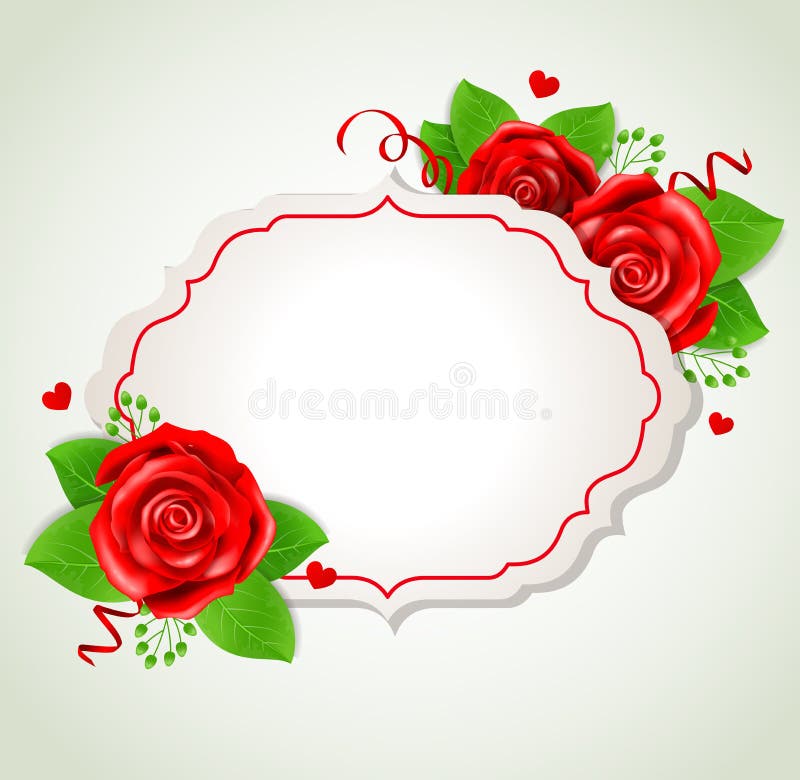 Romantic Banner with Red Roses Stock Vector - Illustration of vector ...