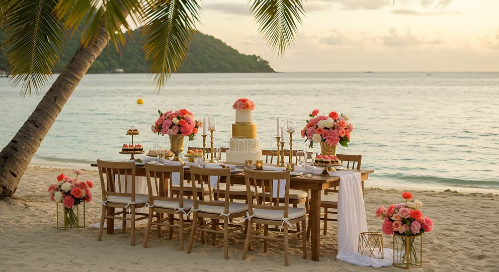 Beach Wedding Cake Setup Stock Illustrations – 33 Beach Wedding Cake ...