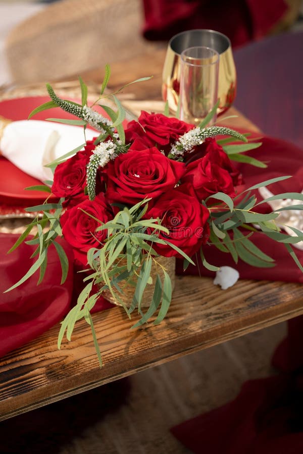 Romantic Beach Proposal with Red Highlights and Decor Featuring Red ...