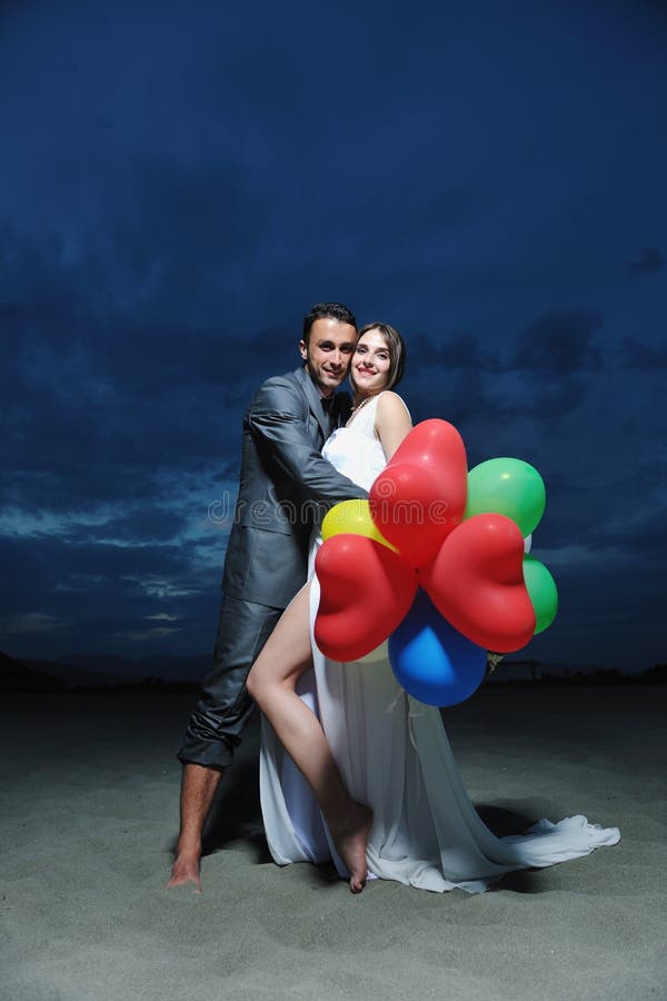 Romantic Beach Wedding at Night Stock Image - Image of couple, male ...