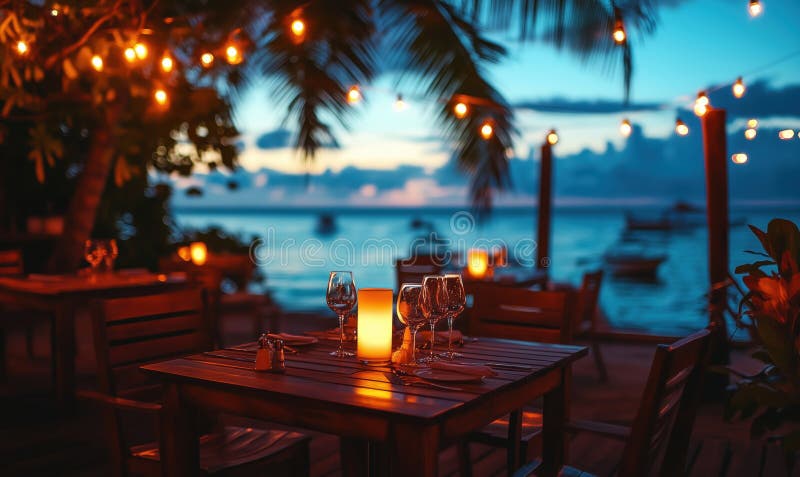 Sunset View Beachside Restaurant Lanterns Stock Photos - Free & Royalty ...
