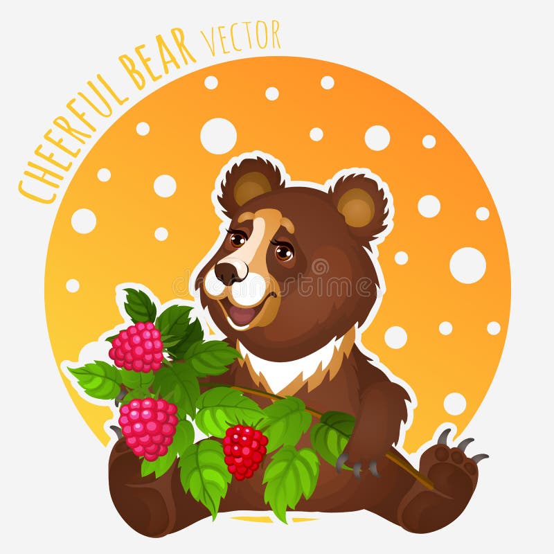 Romantic Bear with Raspberries Stock Vector - Illustration of closeup ...