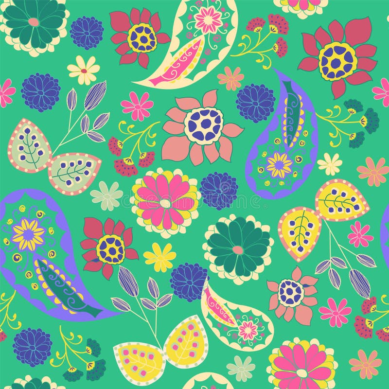 Romantic Beauty Pattern with Flower and Paisley Stock Vector ...