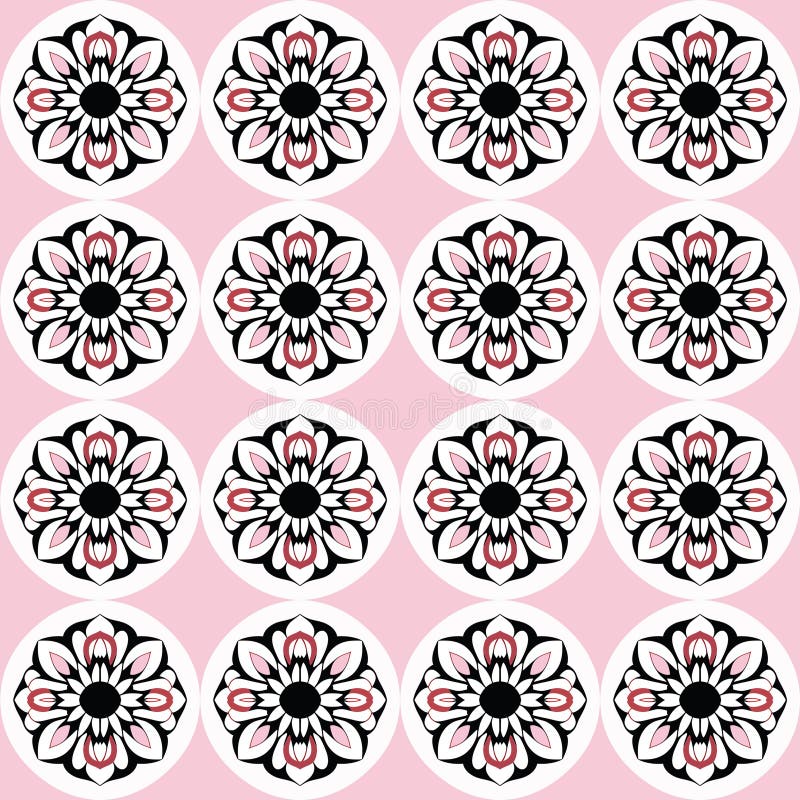 Romantic Black, Red, and Pink Flower Repeating Pattern with Neon Art ...