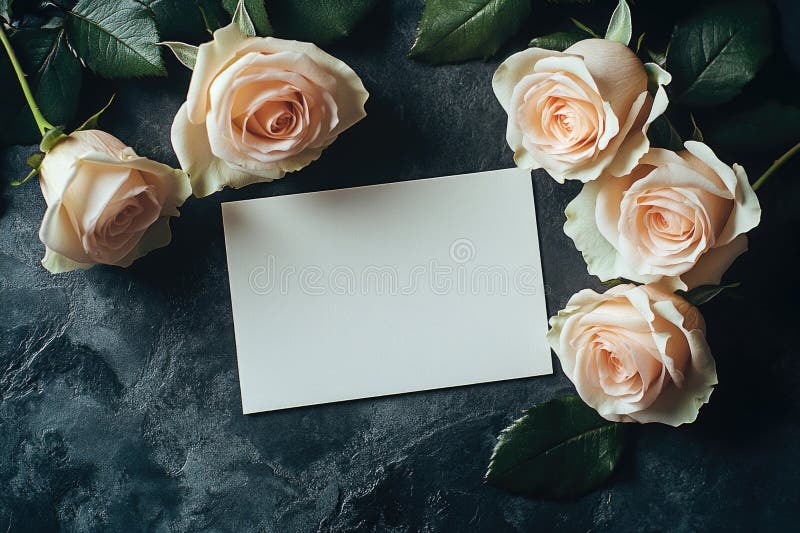 Romantic Blank Card Handwritten Note Pink Roses Stock Photos - Free ...