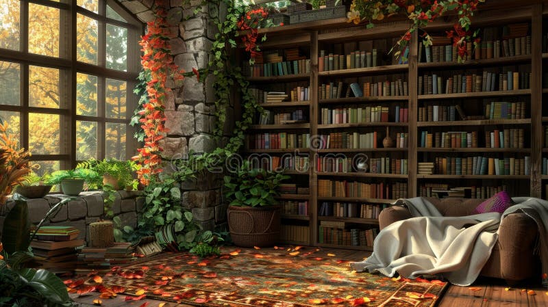 Romantic Bookshelf Display Cozy Expression of Love for Books in a ...