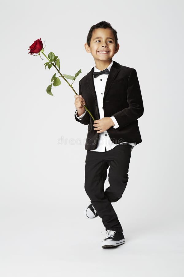 Romantic boy with rose stock image. Image of love, indoors - 50604829