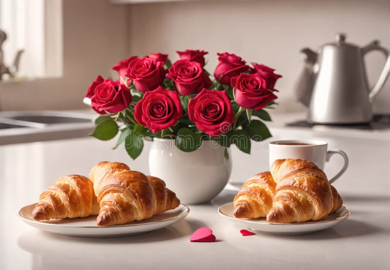Perfect Breakfast Coffee Croissants Romantic Setting Stock Photos - Free & Royalty-Free Stock ...
