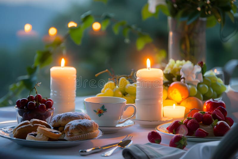 Romantic Breakfast for Two Candlelit Table Setting for Intimate Moments ...