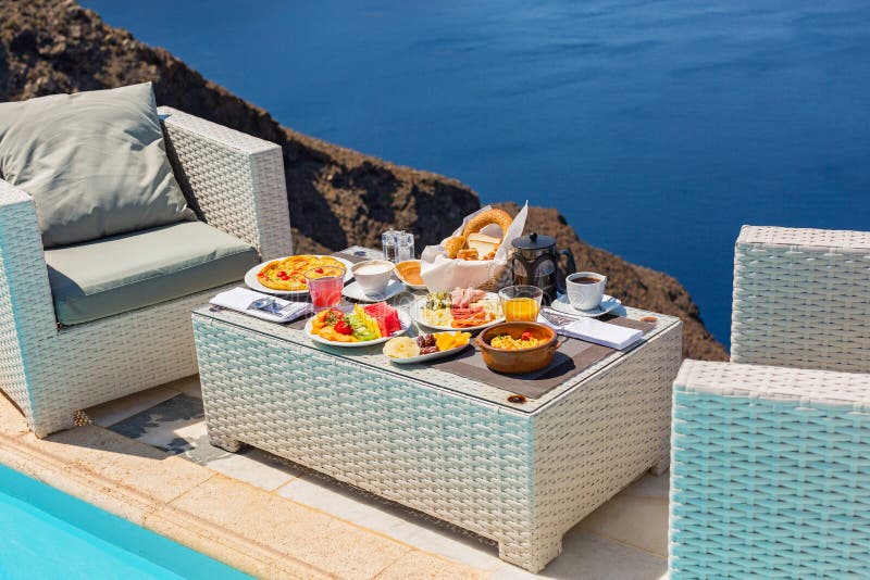 Romantic Breakfast for two stock photo. Image of island - 98741500