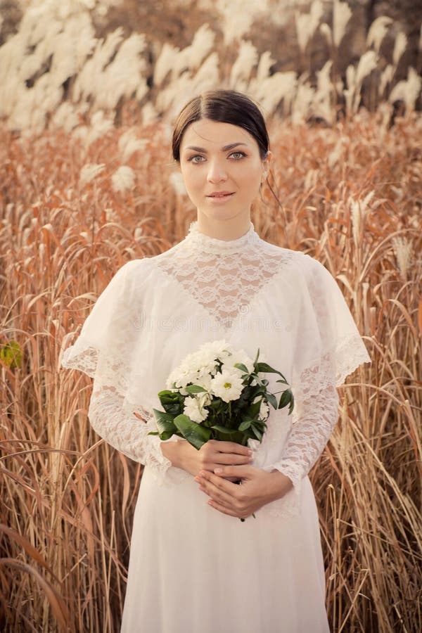 Romantic Wedding Couple Standing on Stair Stock Image - Image of lady ...