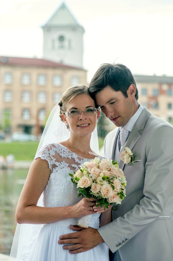 Romantic Bride and groom stock image. Image of kissing - 44760659