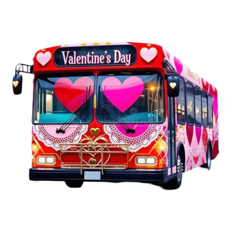 Romantic Bus Wrapped in a Valentine S Day Stock Image - Illustration of ...