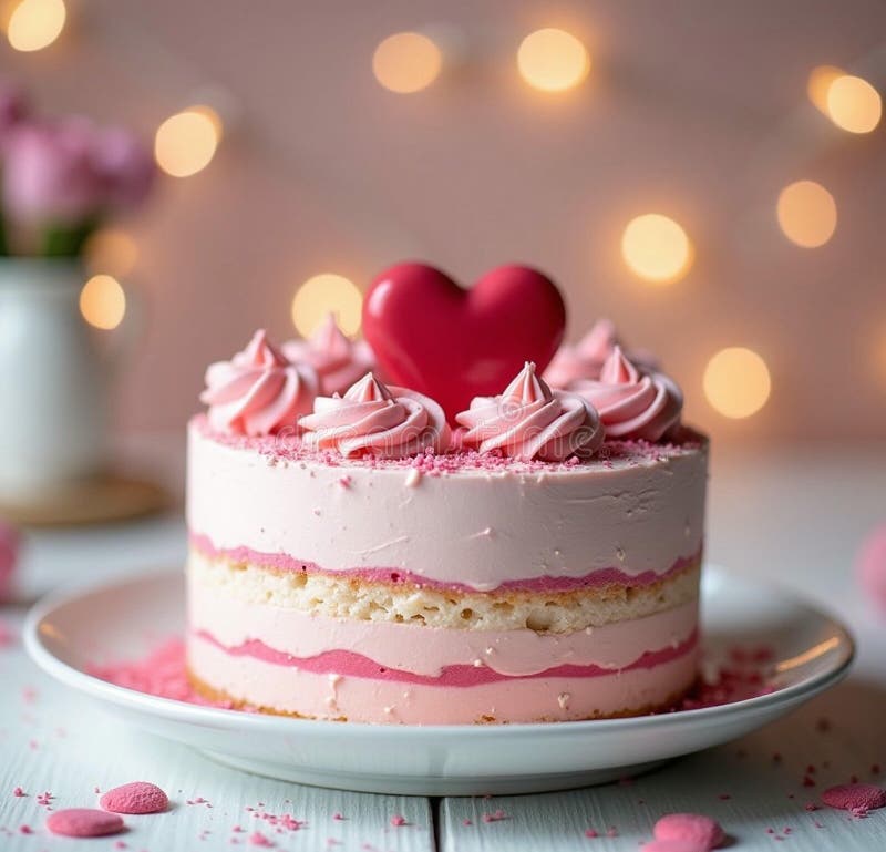 Romantic Cake for Valentine Stock Illustration - Illustration of icing, cupcake: 352179099