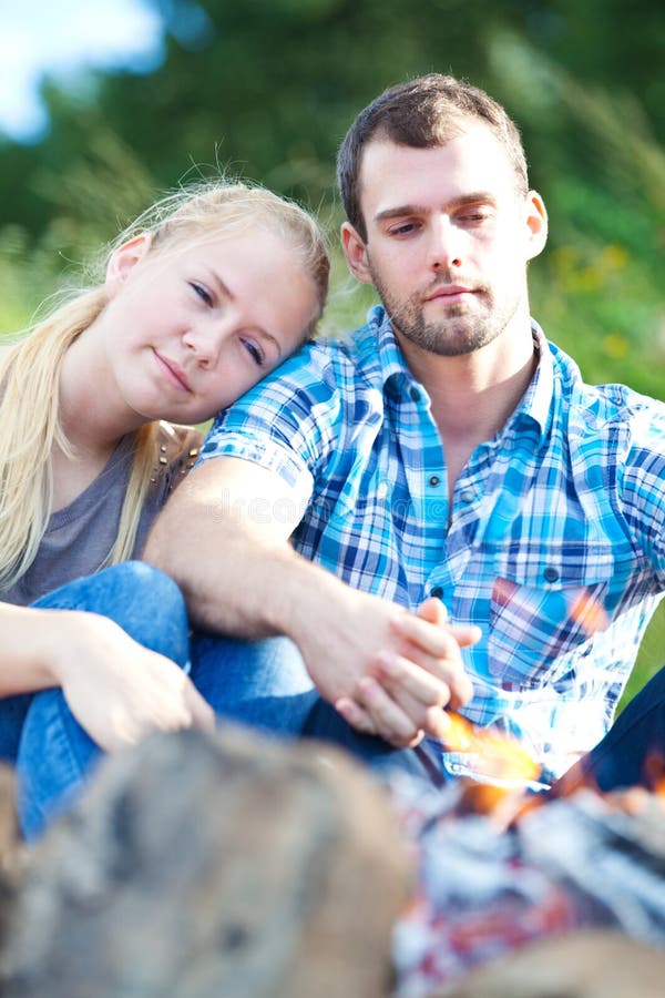 Romantic camp fire scene stock image. Image of european - 47038259