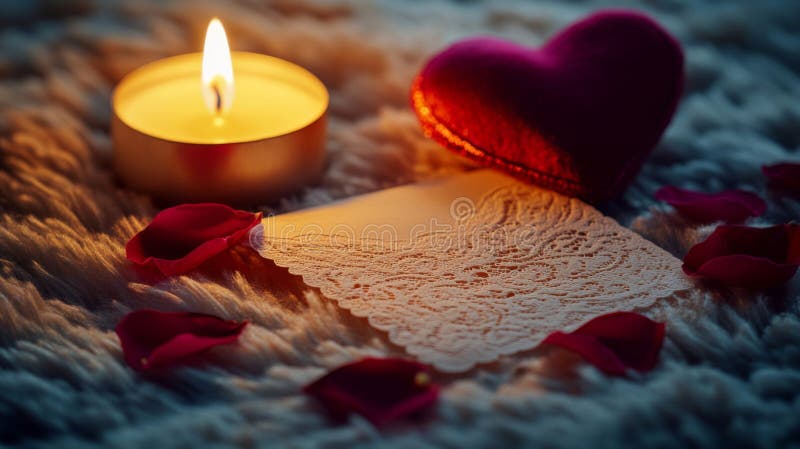 Romantic Candlelight Scene with Heart and Note Stock Illustration ...
