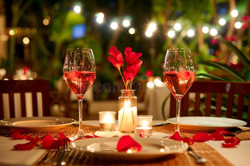 Romantic Candlelit Dinner Setting Creates Ideal Evening Ambiance for a ...