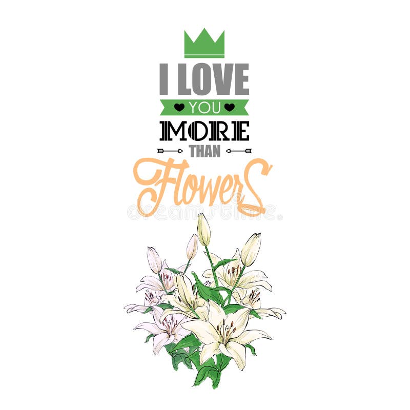 Romantic Card with Text and Flowers. Stock Illustration - Illustration ...