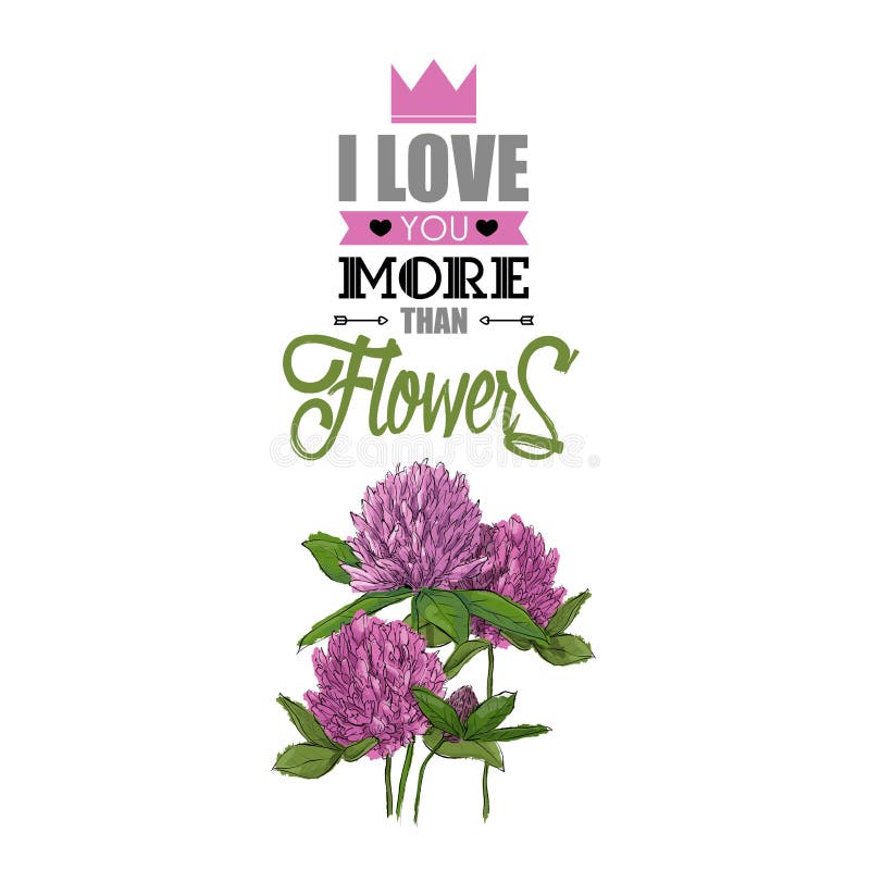 Romantic Card with Text and Flowers. Stock Illustration - Illustration ...