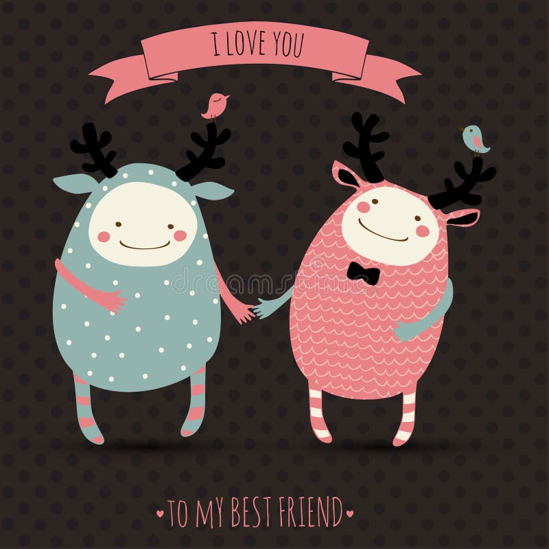 Romantic cartoon card stock vector. Illustration of beautiful - 46807820