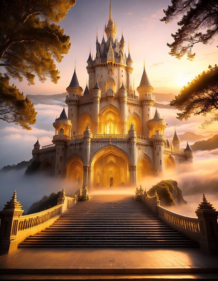Romantic castle stock illustration. Illustration of timeless - 372776774