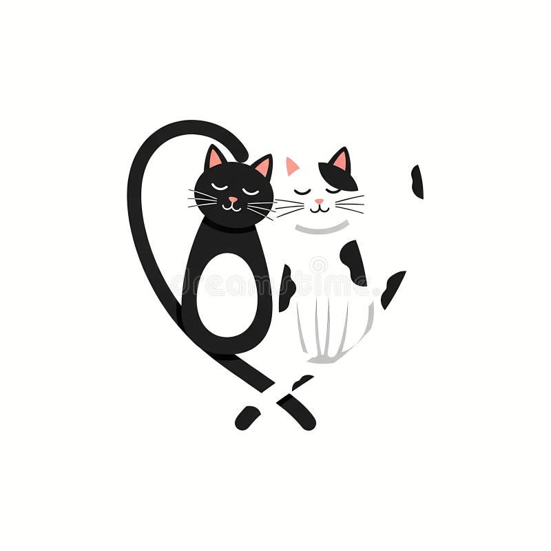 Romantic Cats with Intertwined Tails Vector Stock Illustration ...