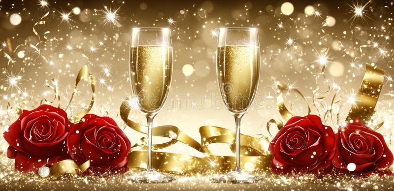 Romantic Celebration of Valentine S Day - with Wine and Roses Stock ...