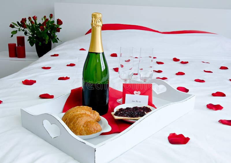 Romantic Champagne Breakfast Stock Image - Image of love, room: 24717543