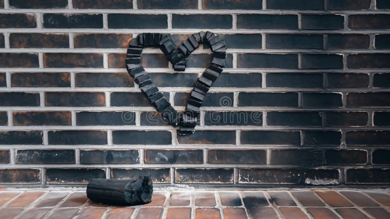 Romantic Charcoal Heart on Dark Brick Wall High Quality Image Stock ...