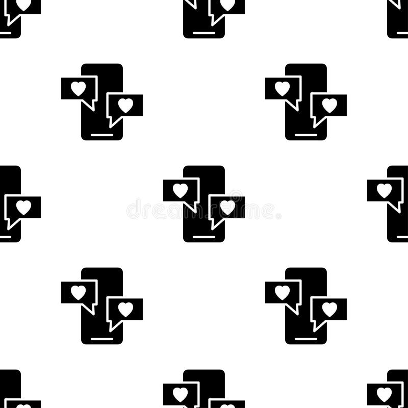 Romantic Chat Icon. Heart Inside Speech Bubble Seamless Pattern. Love ...