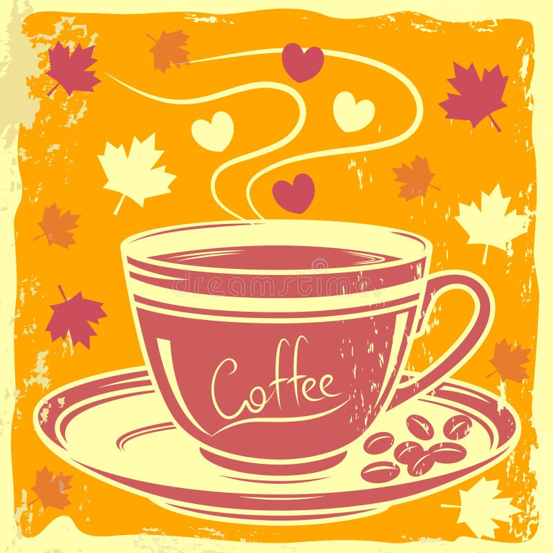Romantic Coffee Autumn Poster Retro Design Coffee Shop Stock Vector ...