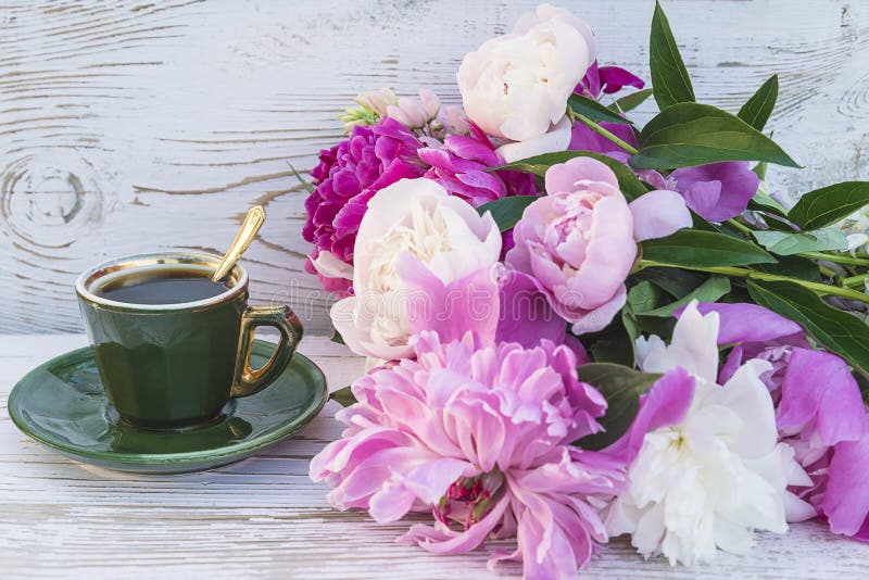Coffee Break in Blooming Summer Garden Stock Image - Image of french ...