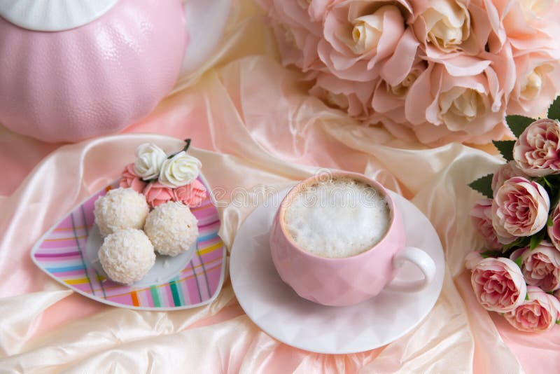 Romantic Coffee Set stock photo. Image of cake, coffee - 63760172