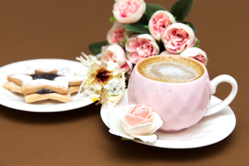 Romantic Coffee Set stock photo. Image of flowers, idyllic - 63760490
