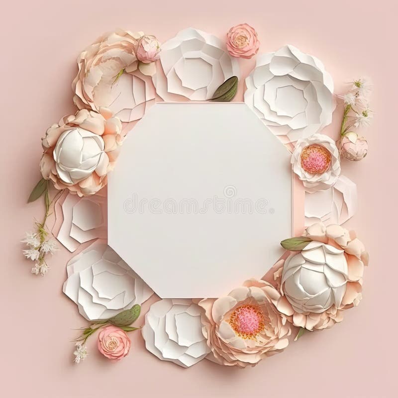 Romantic Color in Pastel Roses of Square Shape Frame with Leave Concept ...