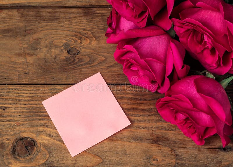 Romantic Composition With Rose Flowers And Note St. Valentines Day ...