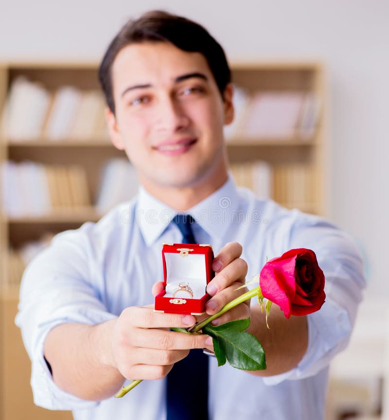 Romantic Concept with Man Making Marriage Proposal Stock Photo - Image ...