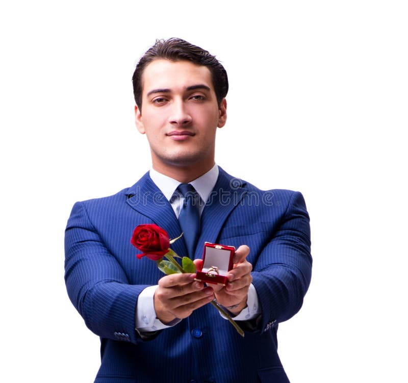 Romantic Concept with Man Making Marriage Proposal Stock Photo - Image ...
